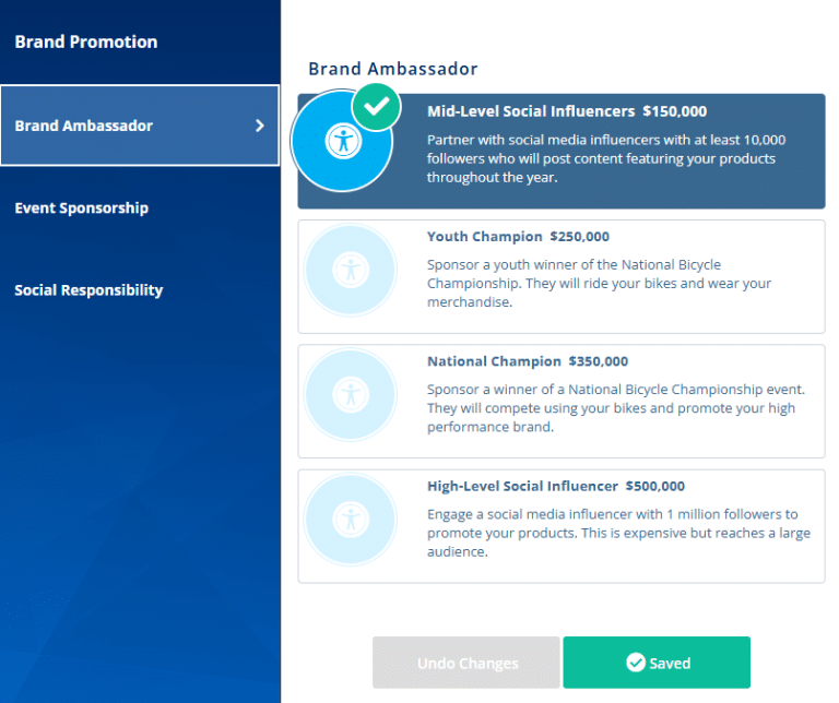 Brand Promotion in MikesBikes Advanced - Smartsims Support Center